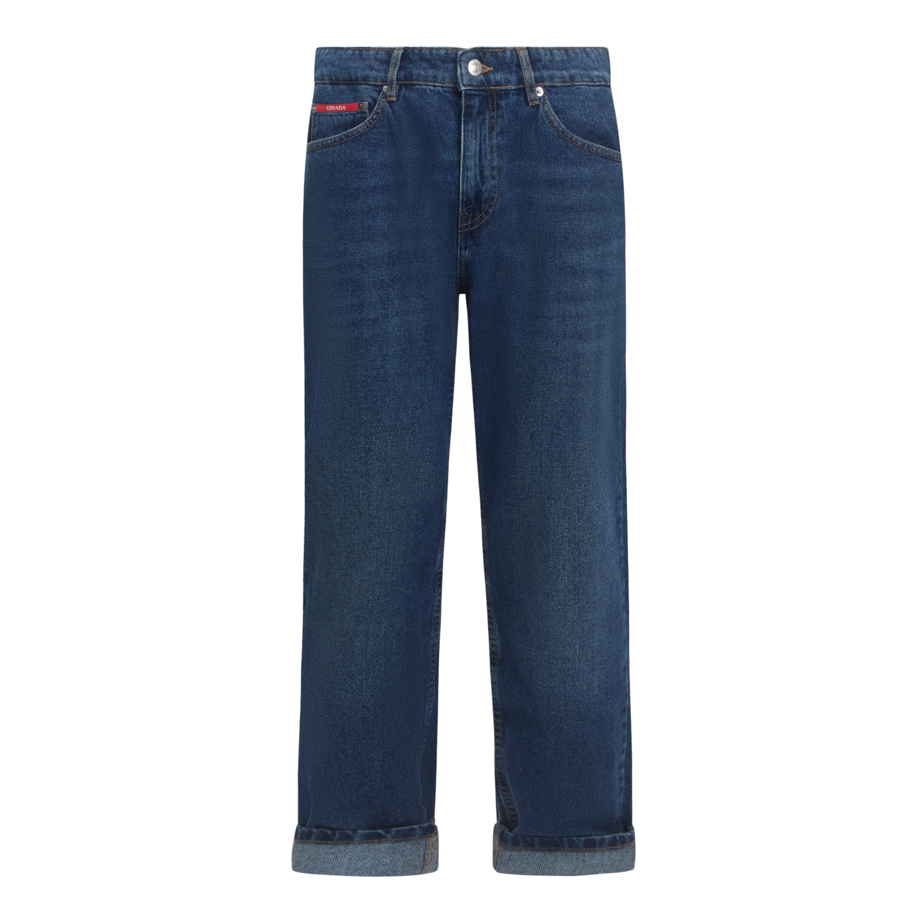 Regular Fit Denim Jeans with Inside Bottom Label - Gisada.com