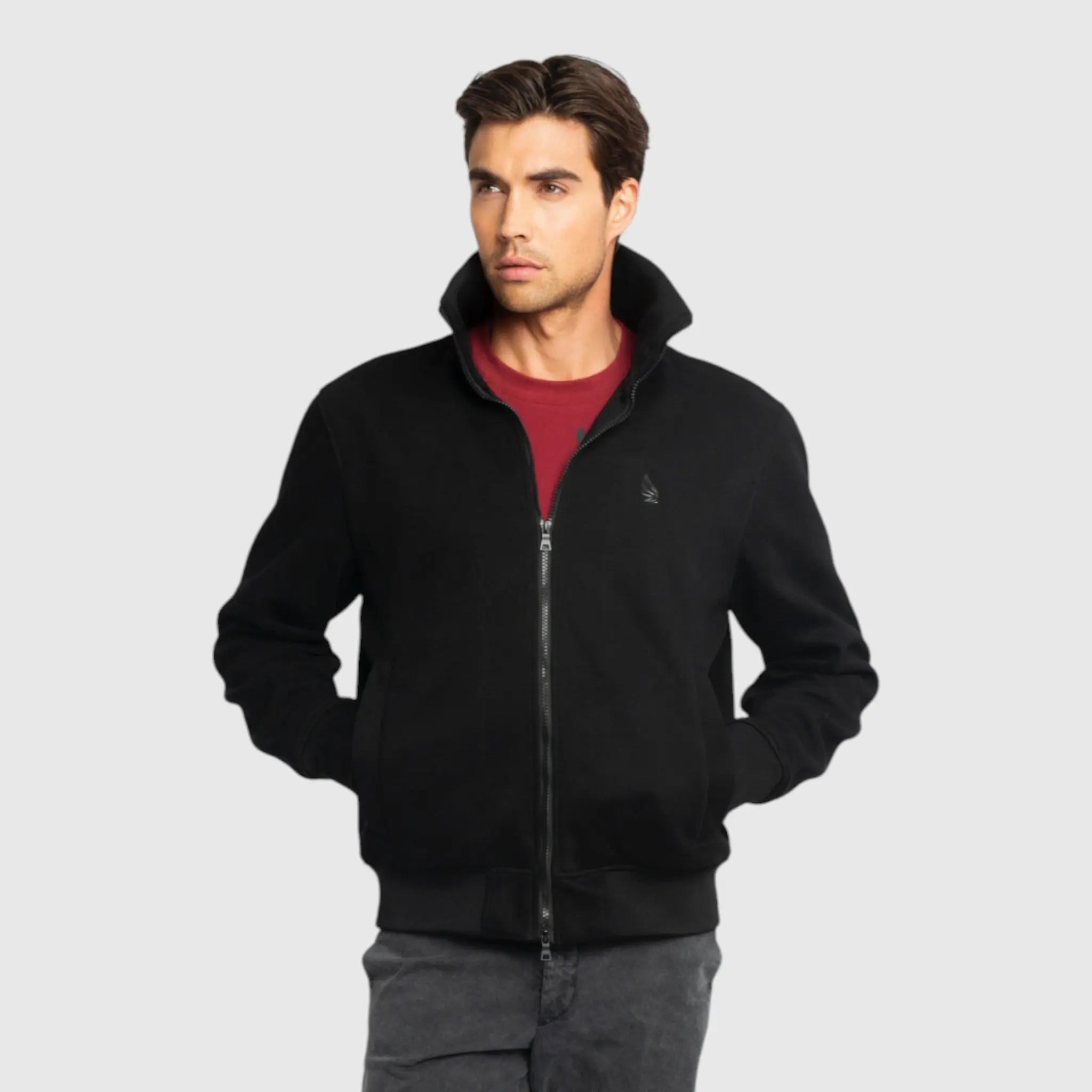 Regular Fit Windbreaker in Knit with Collar Print and Wing on Front ...
